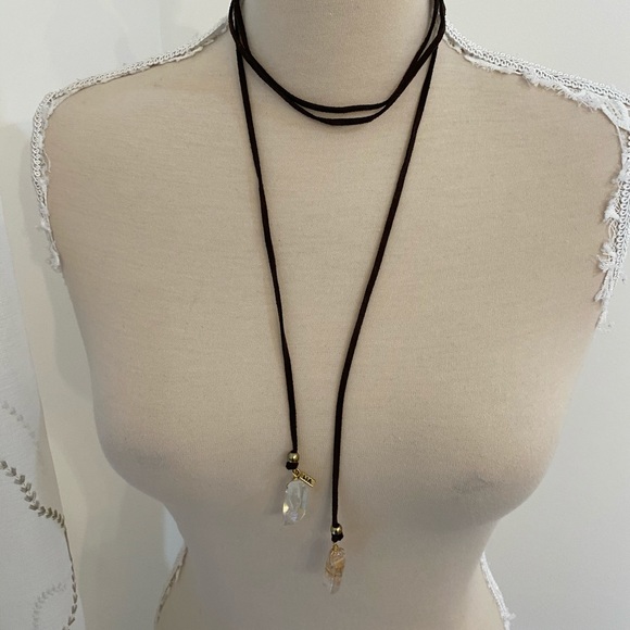 Jewelry | Stone Necklace On Suede Chain | Poshmark